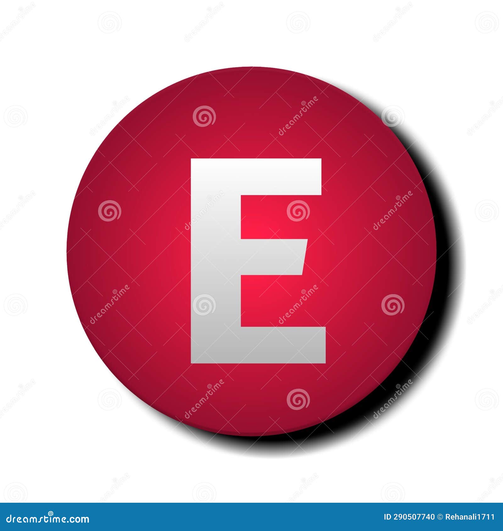 Letter E Alphabet Capital on Red Sphere on White Background Stock ...