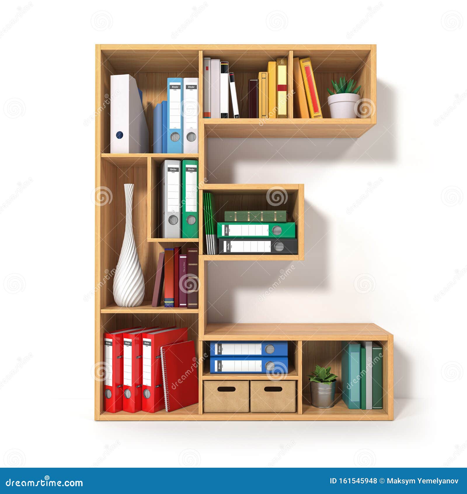 Letter E. Alphabet in the Form of Shelves with File Folder, Binders and ...