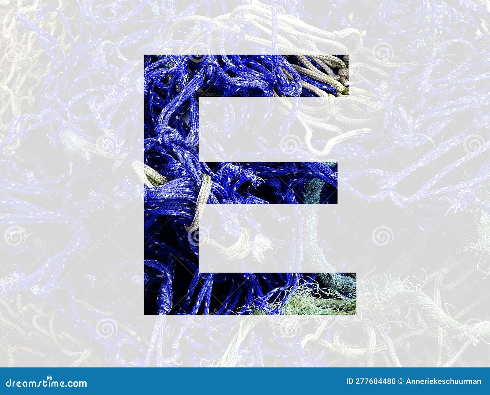 Letter E of the Alphabet Made with Blue and White Rope Stock Photo ...