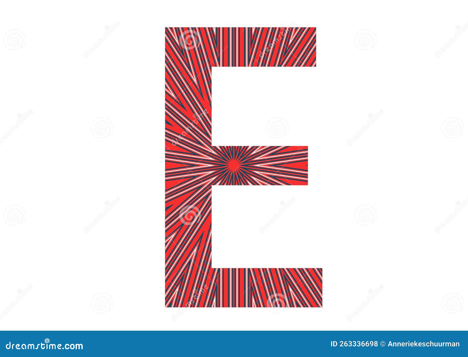 Letter E of Alphabet Made with a Star with Red, Pink, Blue and White ...