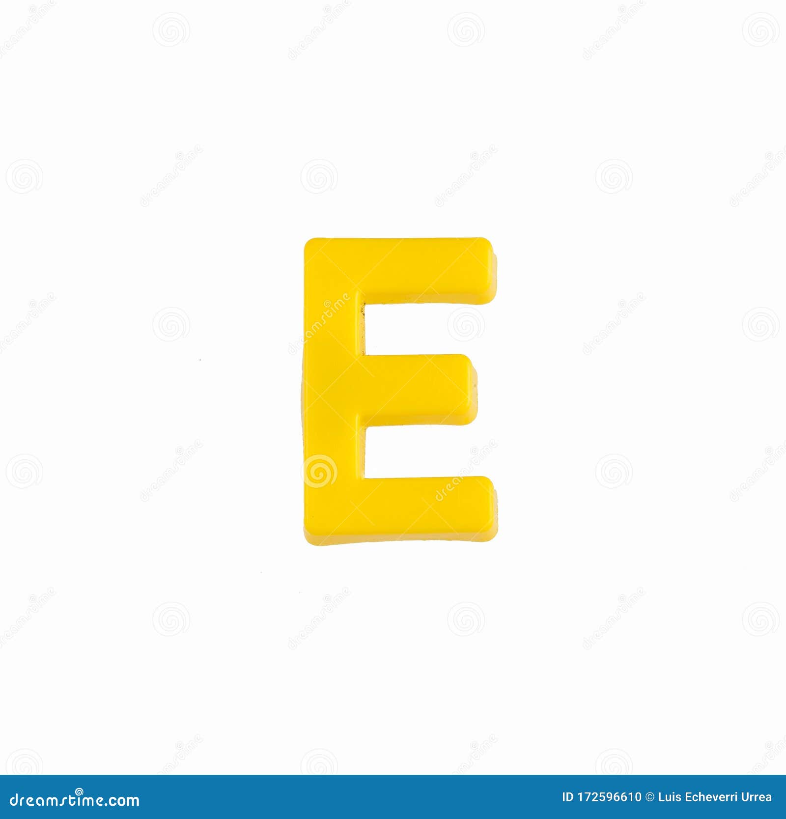 Letter E of the Alphabet - Piece in Yellow Plastic Stock Photo - Image ...