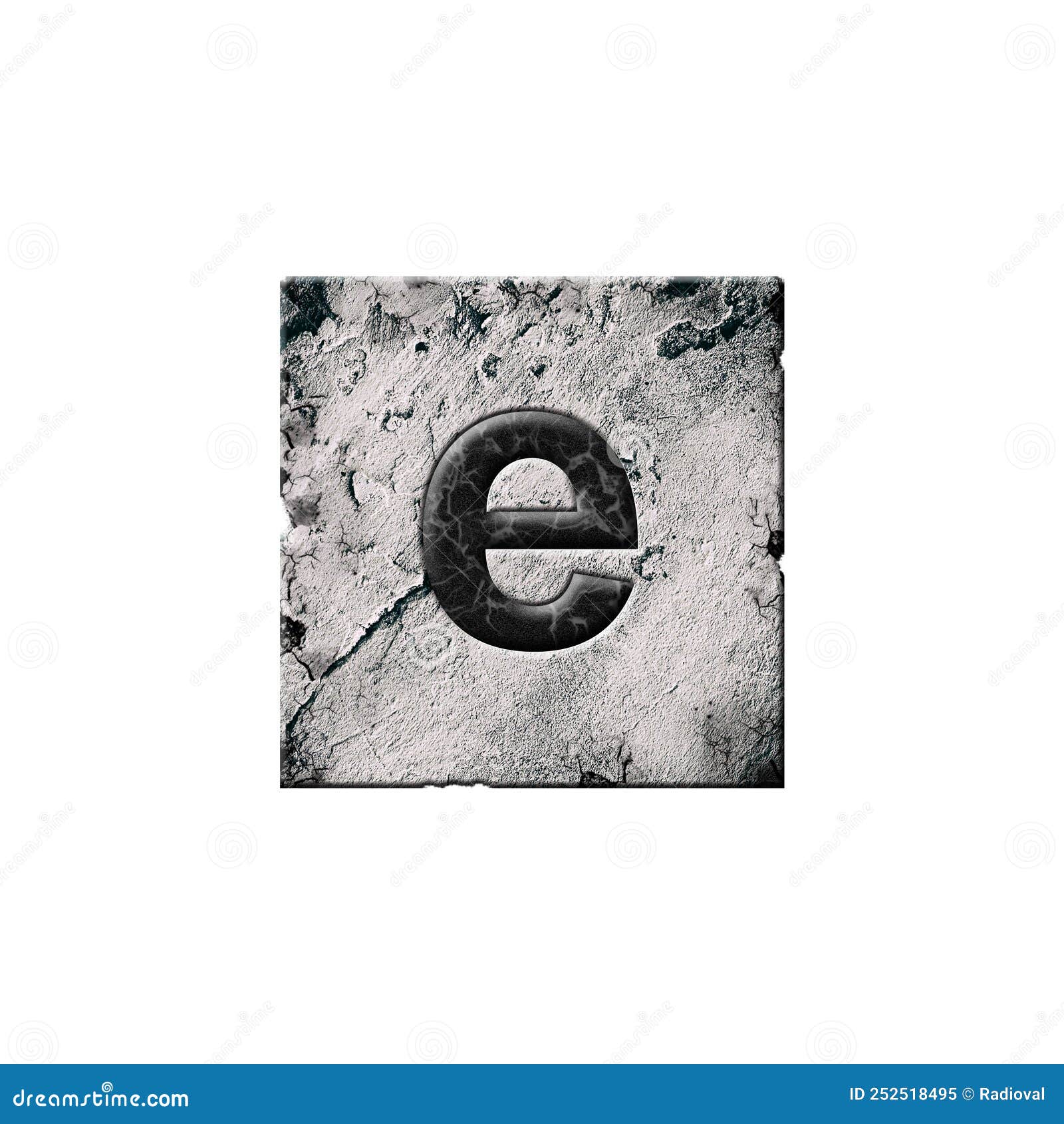 Letter E. Alphabet on Stone Blocks. Lowercase. Isolated on White ...