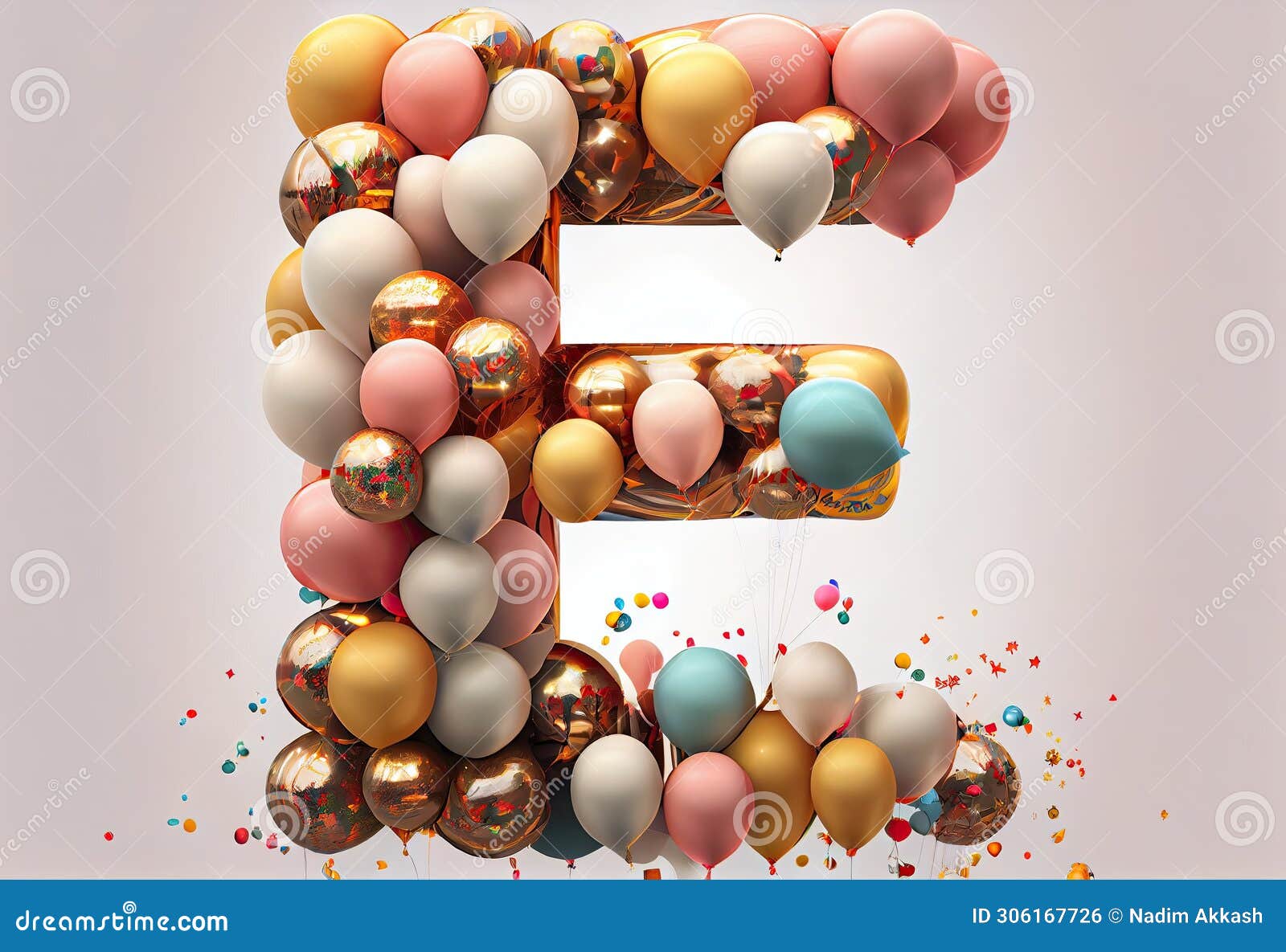 Letter E from Balloons Iisolated on White. Text Letter for Holid Stock ...