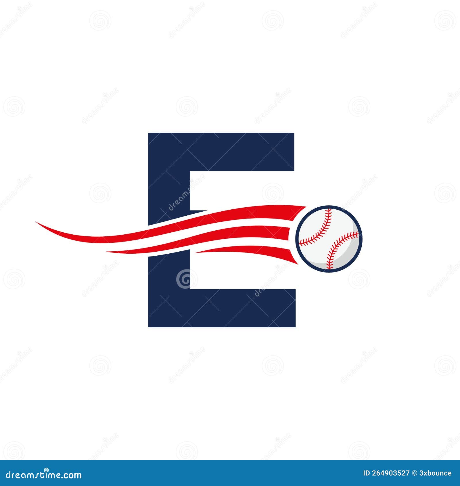 Letter E Baseball Logo Concept with Moving Baseball Icon Vector ...