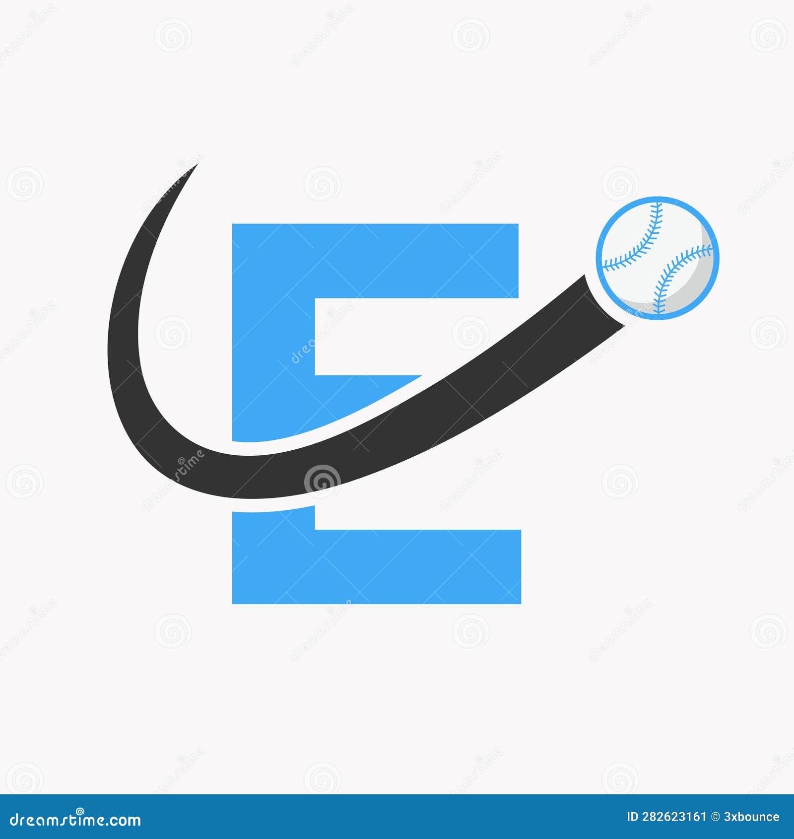Letter E Baseball Logo Concept with Moving Baseball Icon Vector ...