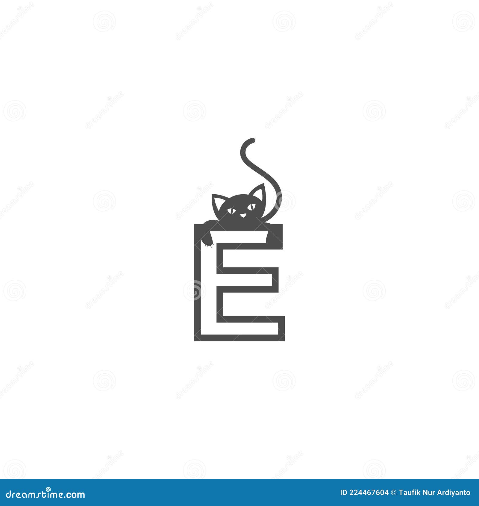 Letter E with Black Cat Icon Logo Design Template Stock Illustration ...
