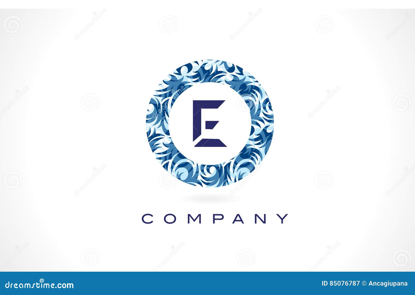 Letter E Blue Pattern Logo Design. Stock Vector - Illustration of ...