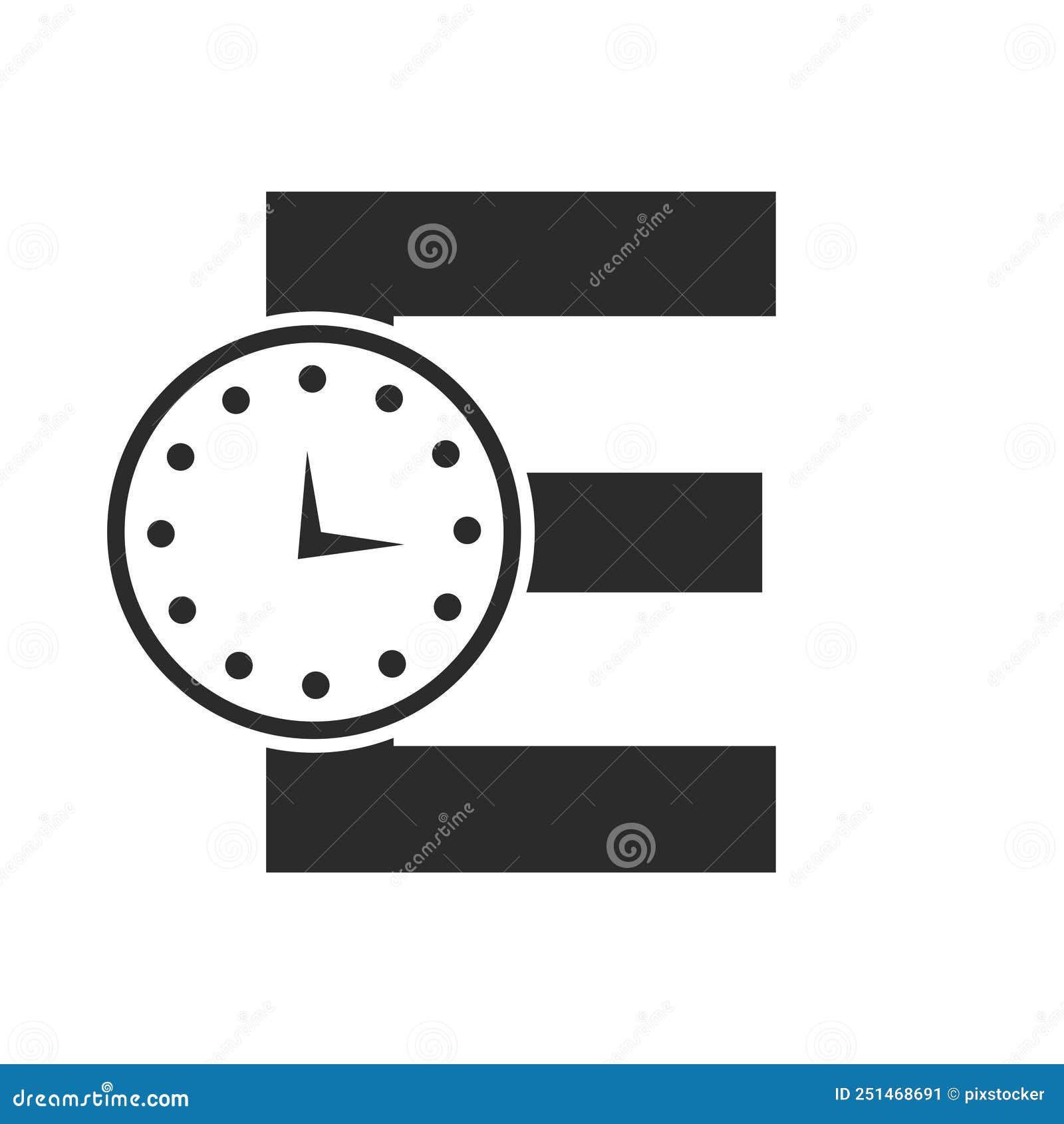 Letter E Clock Logo Design Vector Template Stock Vector - Illustration ...