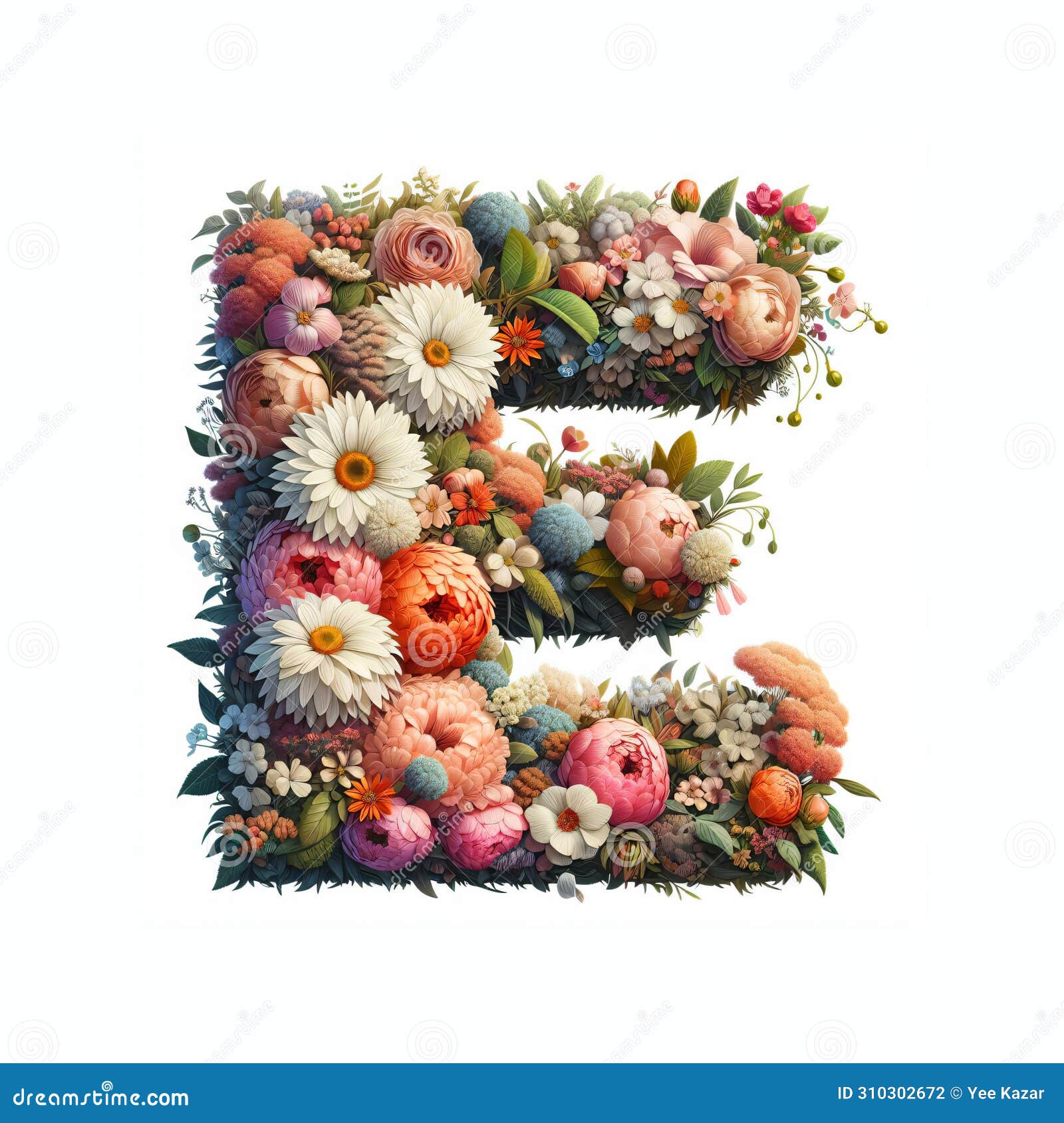 Letter E Containing Flowers Stock Illustration - Illustration of letter ...