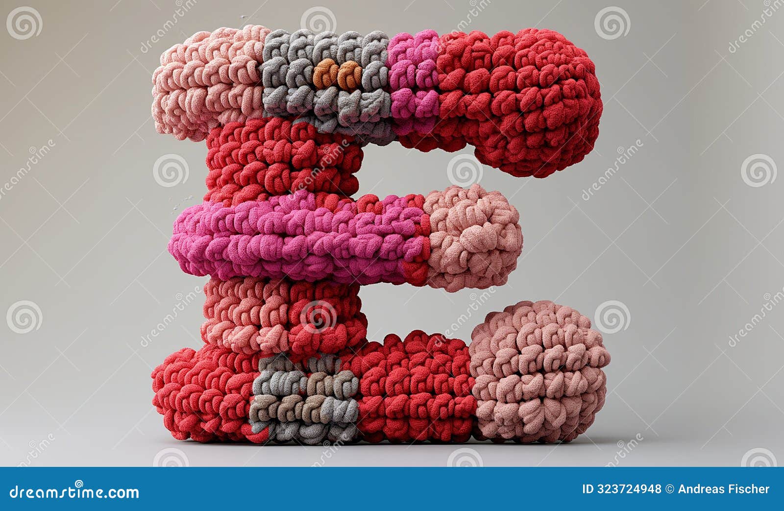 The Letter E Crocheted from Yarn Close-up. Stock Photo - Image of ...