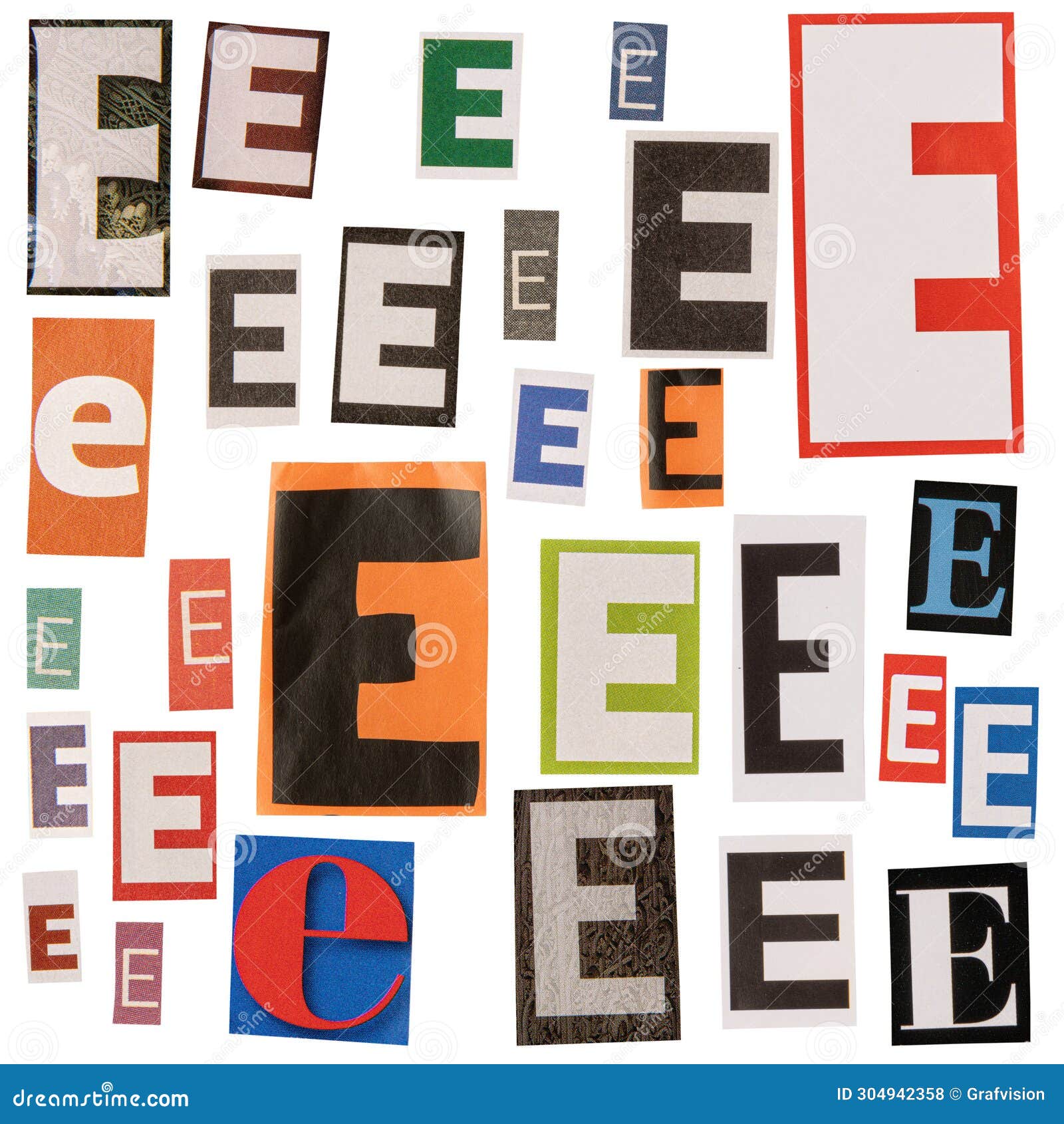 Letter E Cut Out from Newspapers Stock Photo - Image of collage ...
