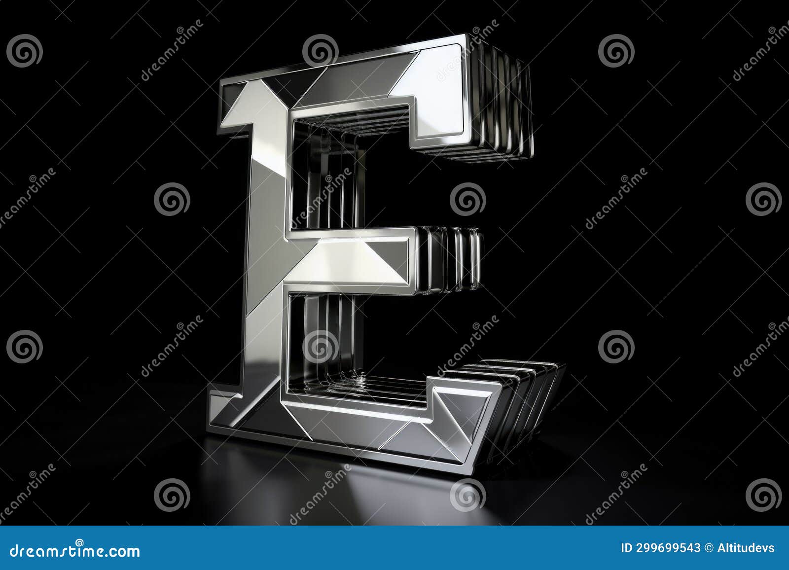 Letter E, 3d Block Letters Style, on Black Background Stock ...