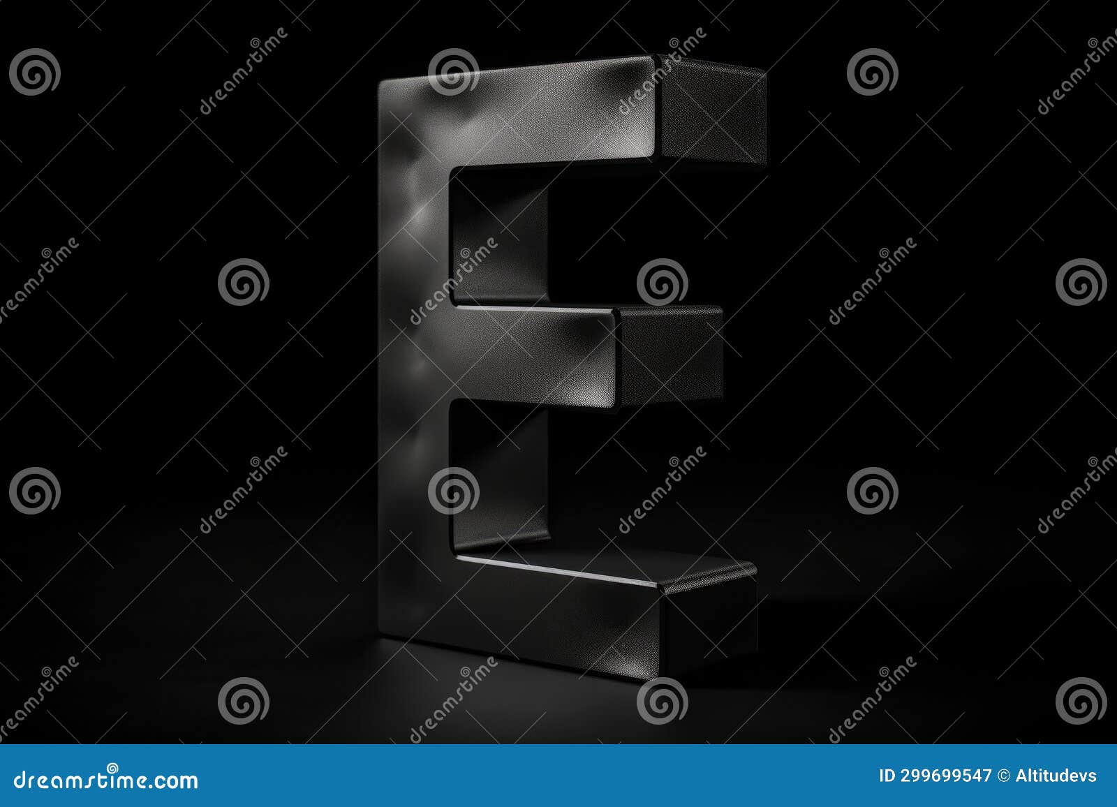 Letter E, 3d Block Letters Style, on Black Background Stock ...
