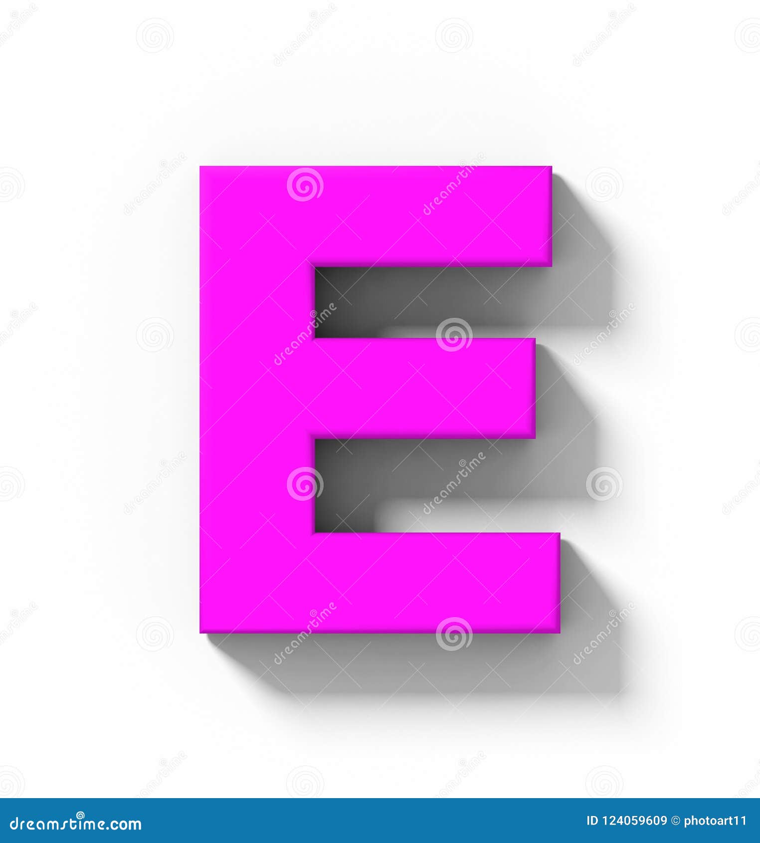 Letter E 3D Purple Isolated on White with Shadow - Orthogonal Pr Stock ...
