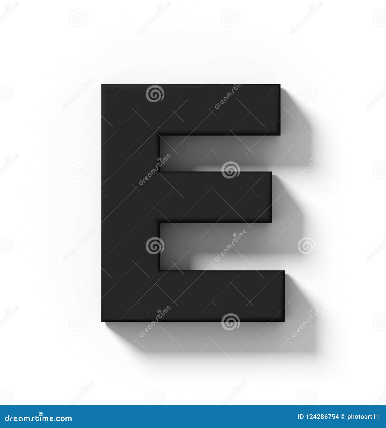 Letter E 3D White Isolated on White with Shadow - Orthogonal Pro Stock ...