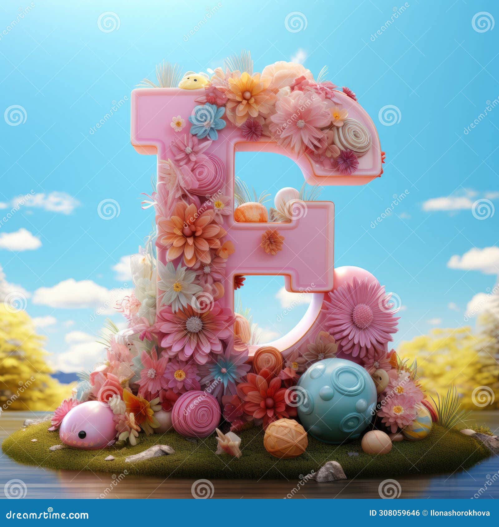 Letter E with Easter Decorations. Ai Generated Stock Photo - Image of ...
