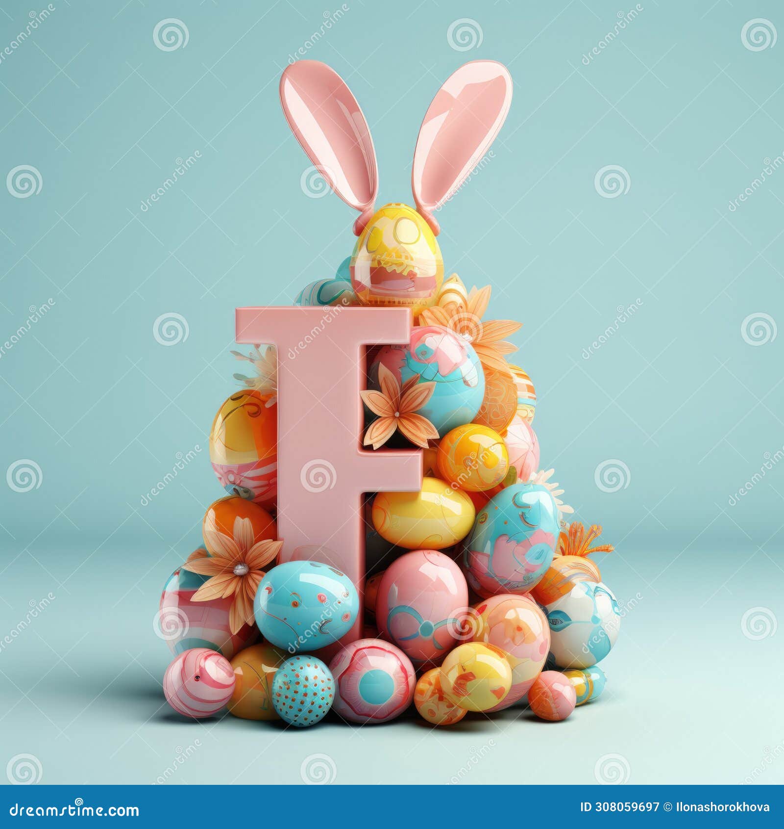 Letter E with Easter Decorations. Ai Generated Stock Illustration ...