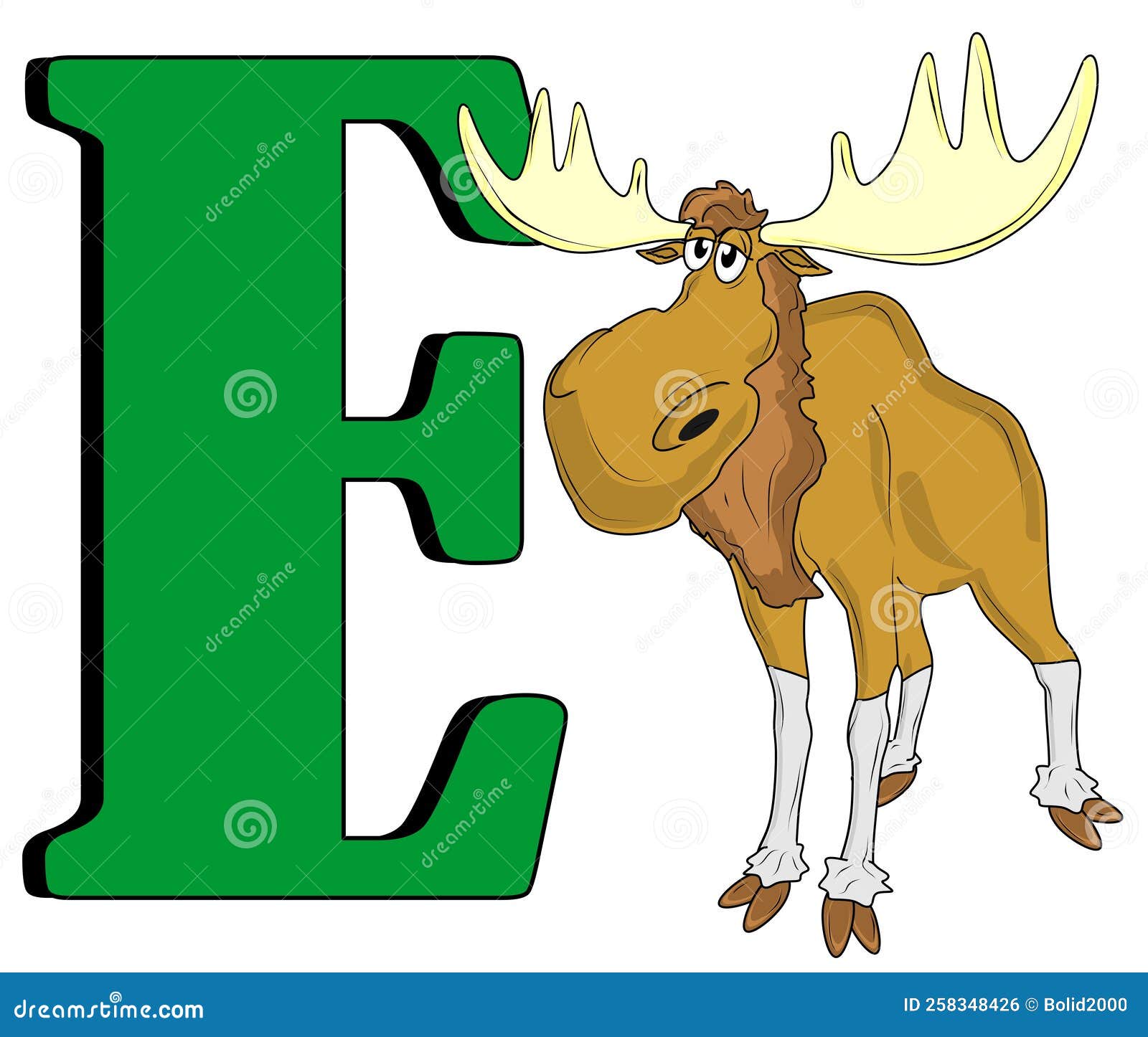 Funny elk cartoon stock illustration. Illustration of preschool - 258348426
