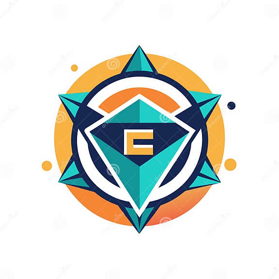 The Letter E Enclosed in a Circle with an Abstract Design, Representing ...