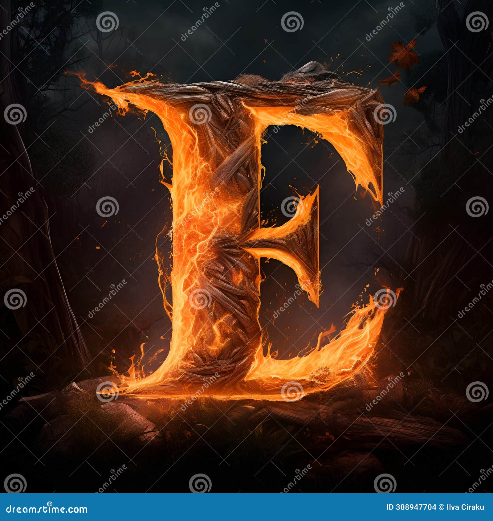 Letter E, Fire, Generative Ai Stock Illustration - Illustration of back ...