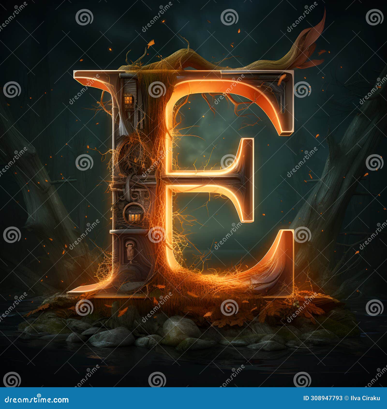 Letter E, Fire, Generative Ai Stock Illustration - Illustration of ...