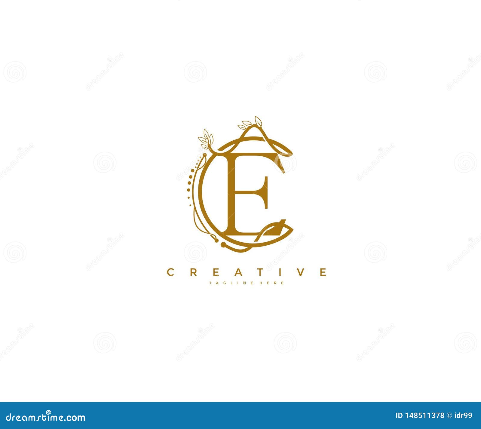 Letter E Floral Monogram Rounded Ornate Elegant Logo Design Stock ...