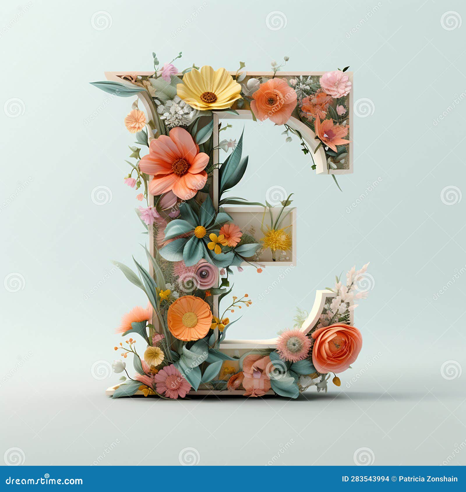 LETTER E with FLOWERS stock illustration. Illustration of software ...