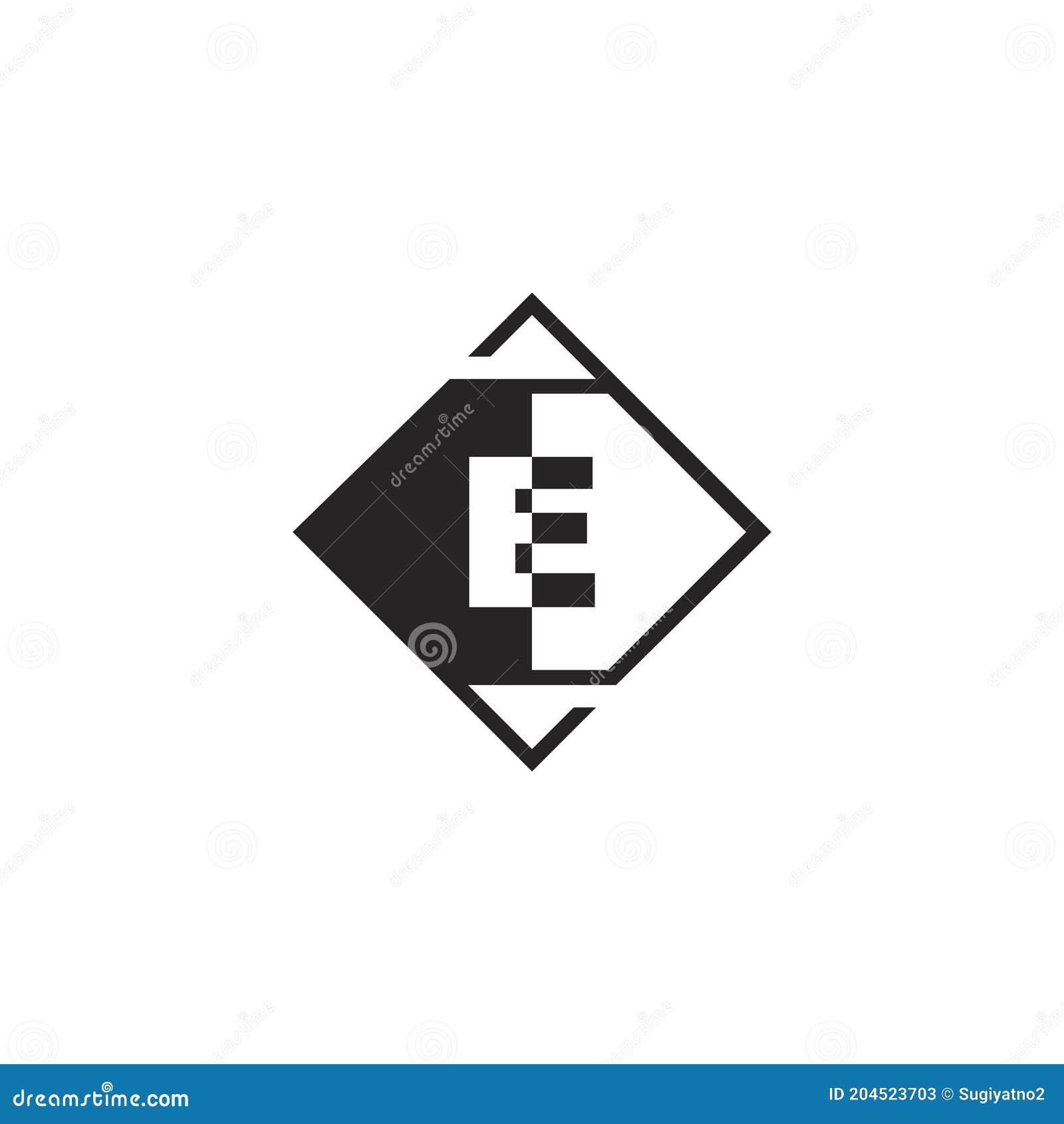 Letter E Geometrical Logo Negative Space Vector Design Stock Vector ...