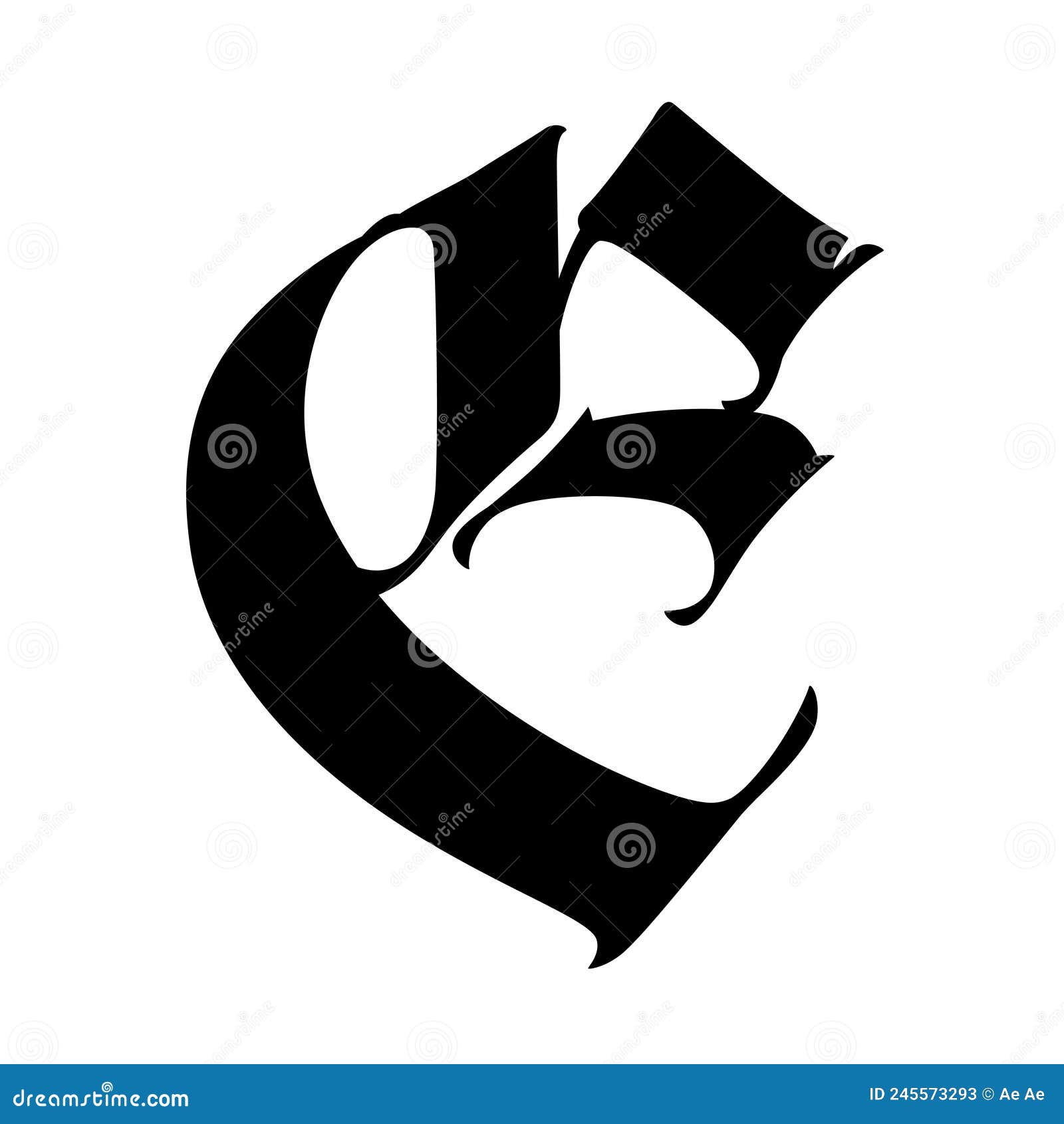 Letter E, in the Gothic Style. Vector. Alphabet. the Symbol is Isolated ...