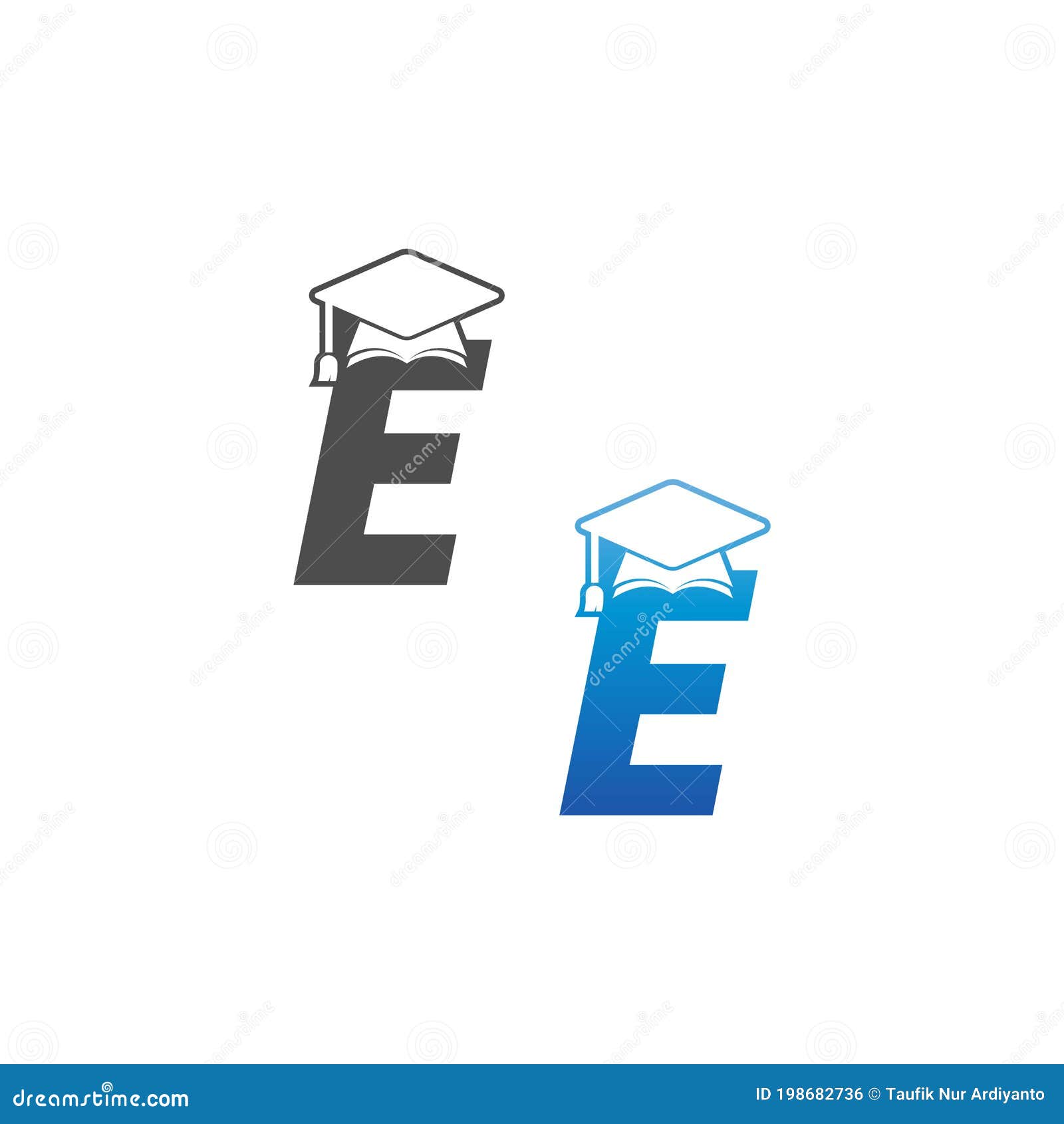 Letter E Graduation Cap Concept Design Stock Vector - Illustration of ...