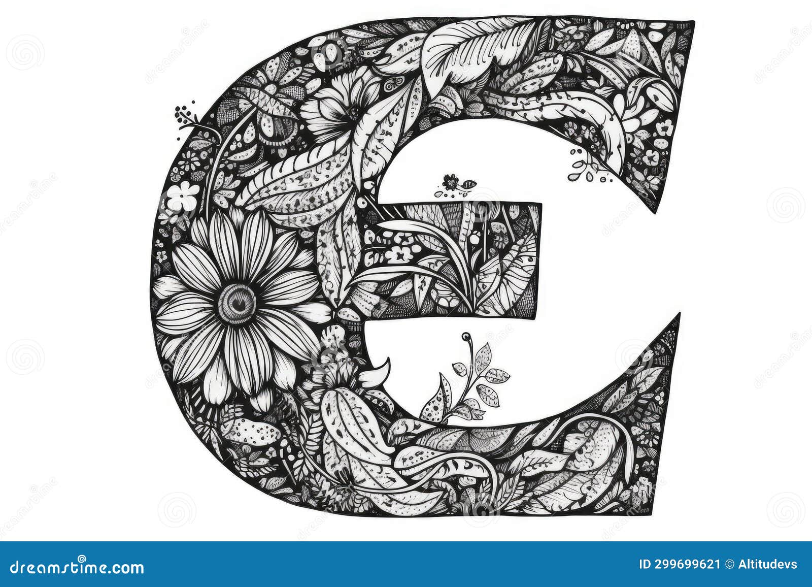 Letter E, Hand-drawn Doodle Style, on White Background Stock ...