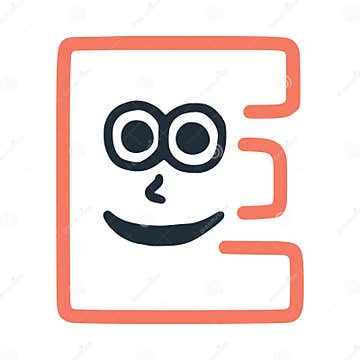 Letter E Happy Eccentric Smiling Character Stock Vector - Illustration ...