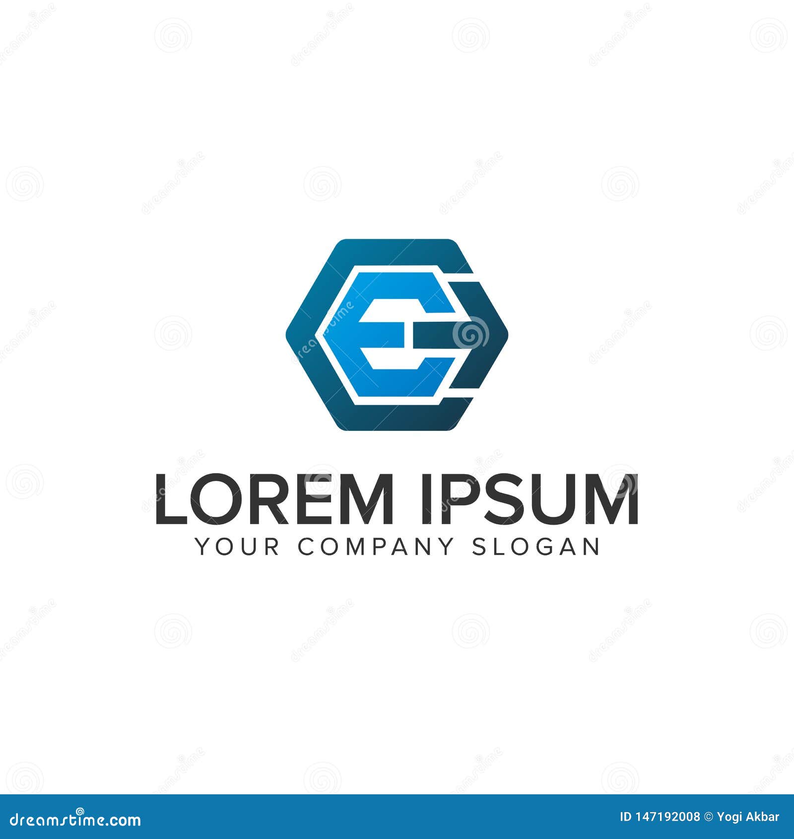 Letter E Hexagon Arrow Logo Design Concept Template Stock Vector - Illustration of internet ...