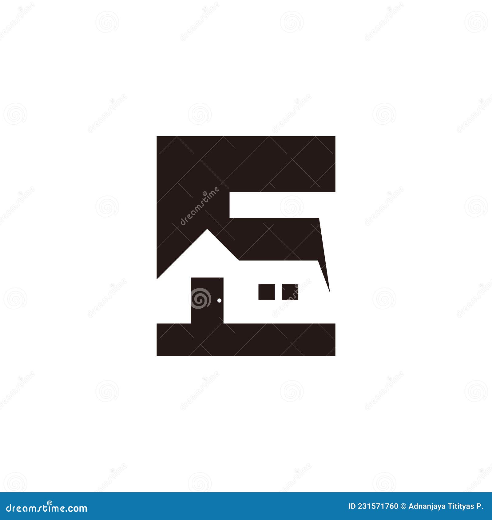 Letter E Home Symbol Negative Space Geometric Design Logo Vector Stock ...