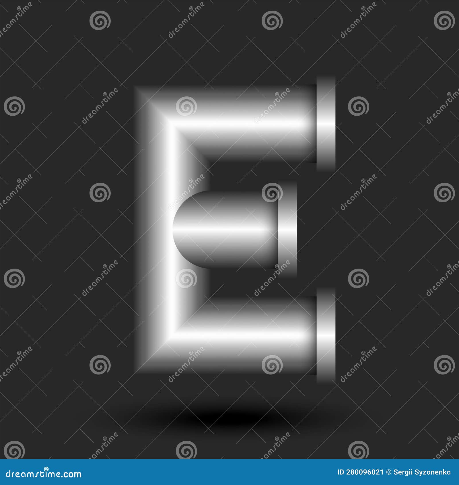 Letter E Industrial Style Logo 3d Metallic Construction Pipe Shape with ...