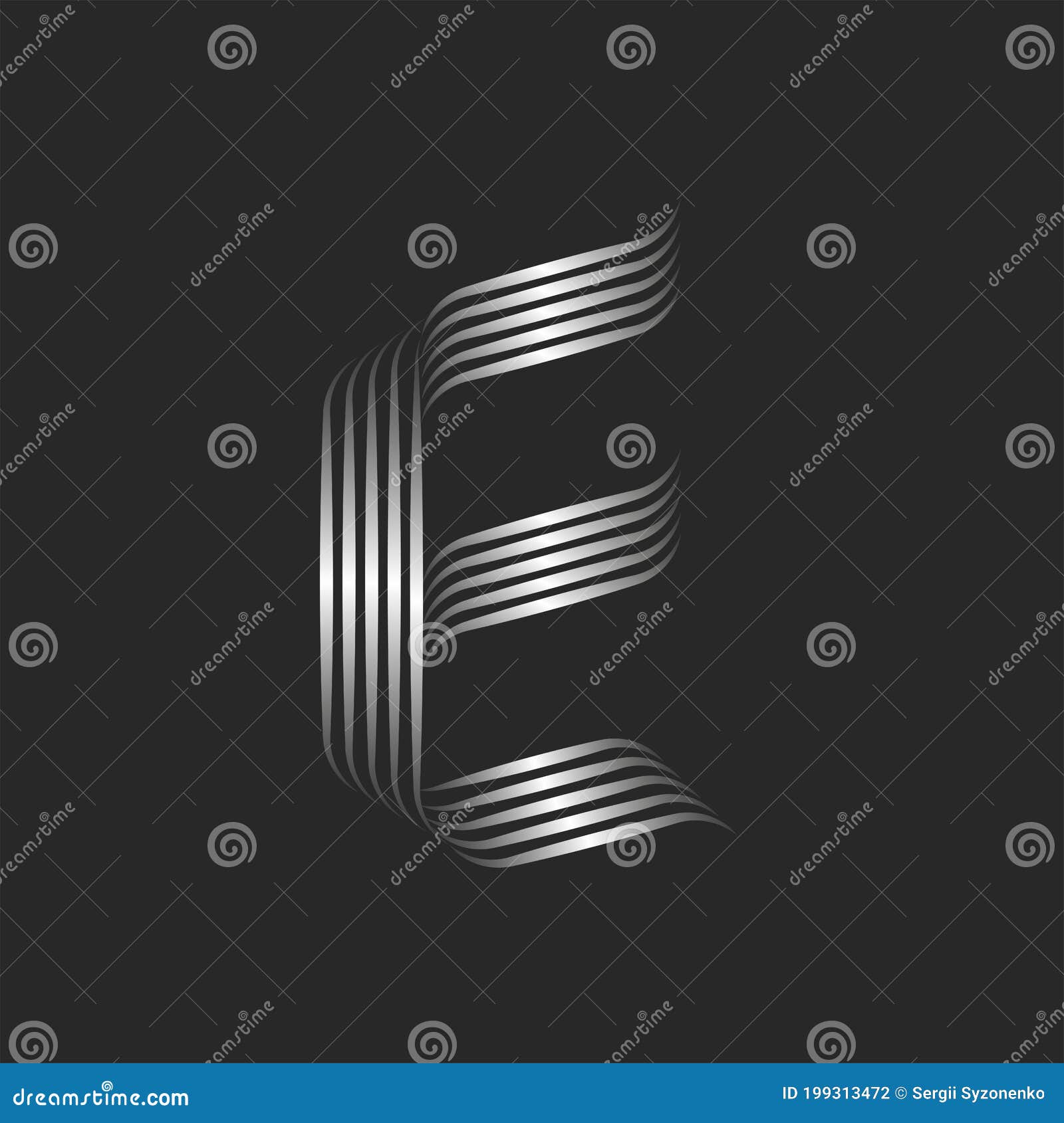 Letter E Initial Logo Monogram Minimal Style, Weaving Metallic Gradient ...