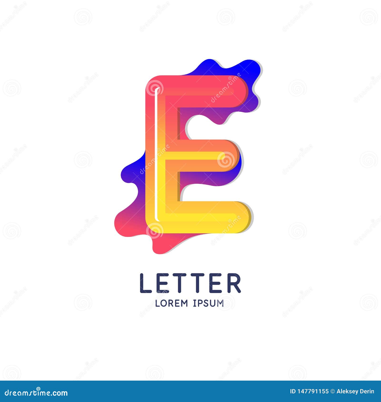 The Letter E of the Latin Alphabet. Display Character in a Bright ...