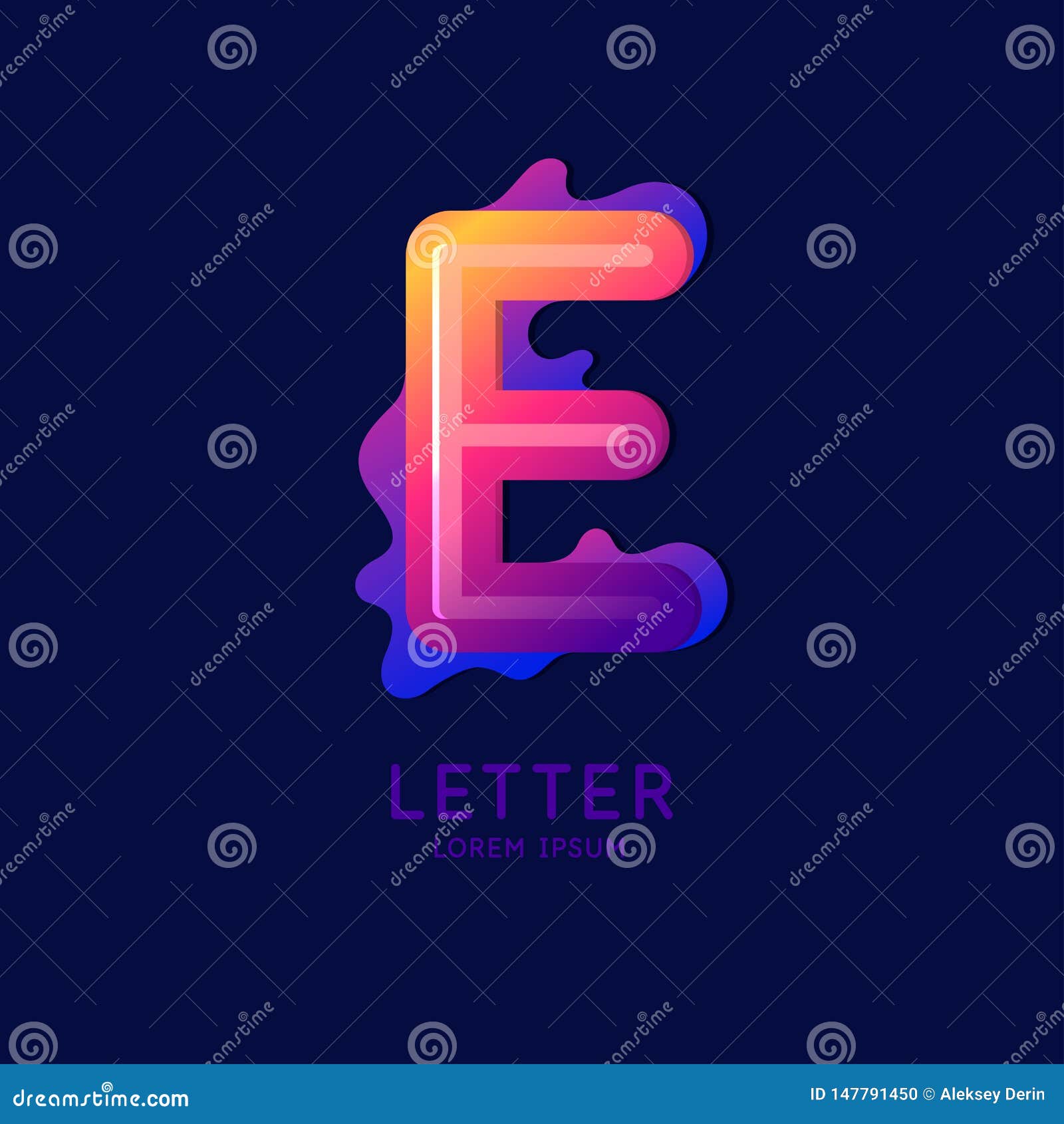 The Letter E of the Latin Alphabet. Display Character in a Bright ...