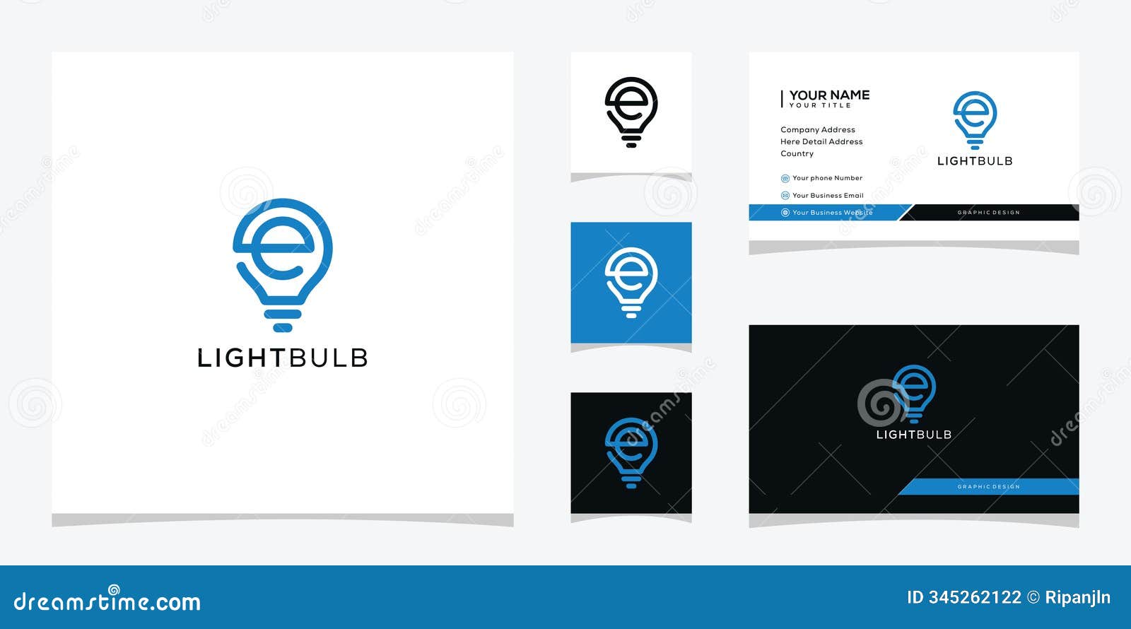 Letter E Light Bulb Logo Design Inspiration Stock Illustration ...