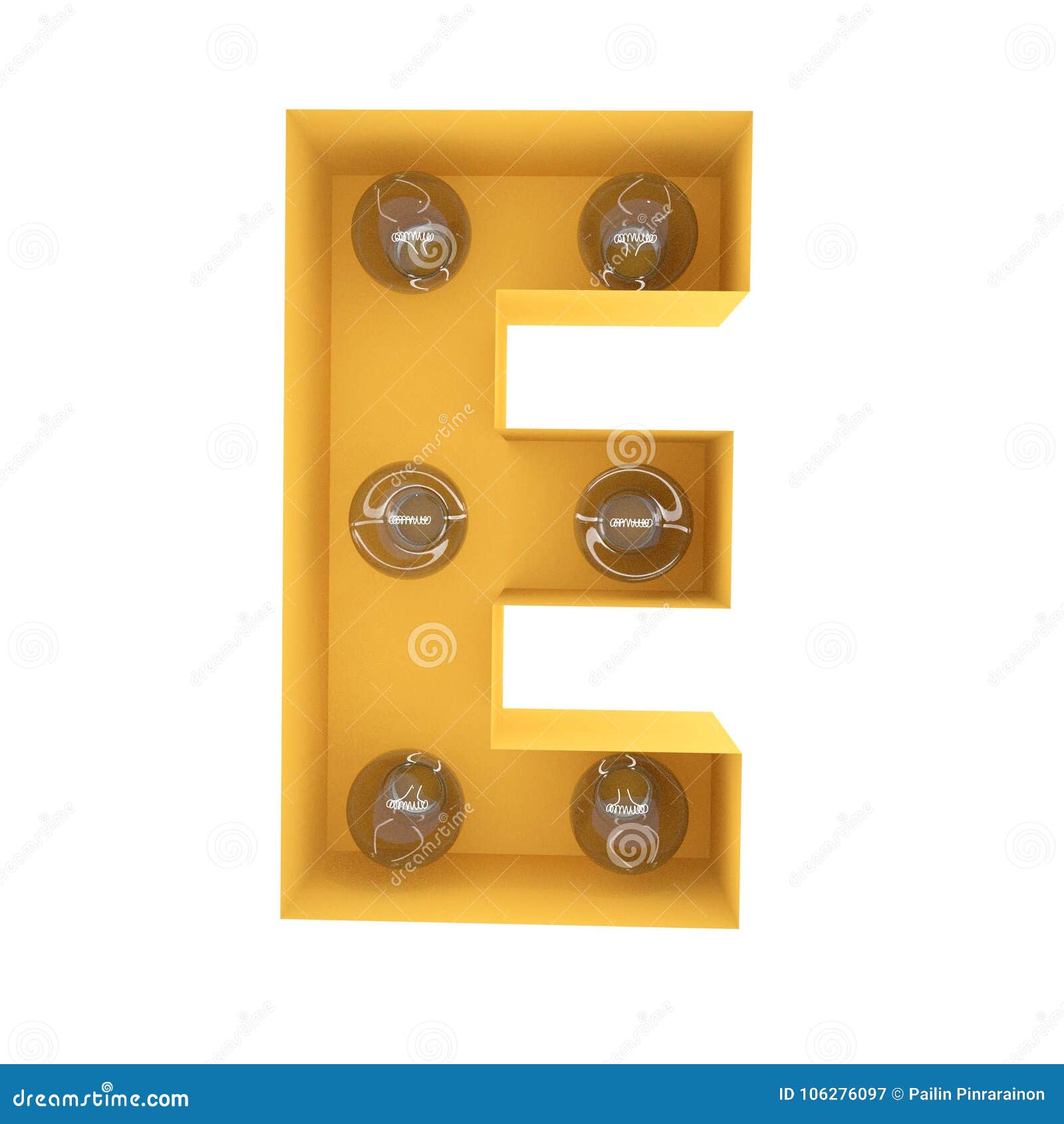 Letter E Light Sign Yellow Vintage. 3D Rendering Stock Illustration ...