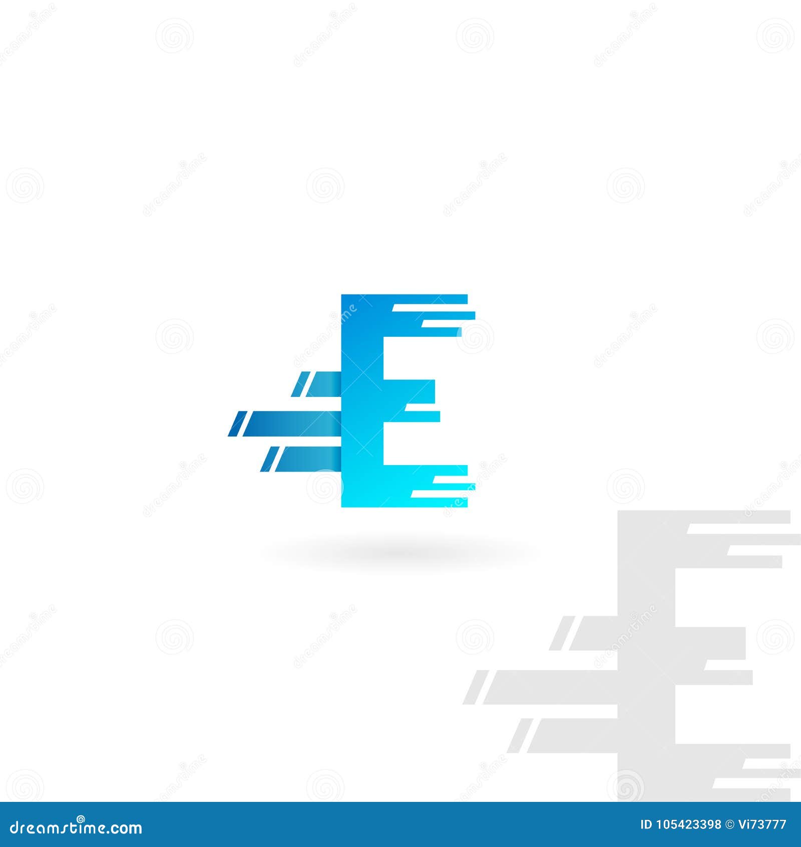 Letter E Logo. Blue Distorted Vector Icon. Speed Concept Font. Stock Vector - Illustration of ...