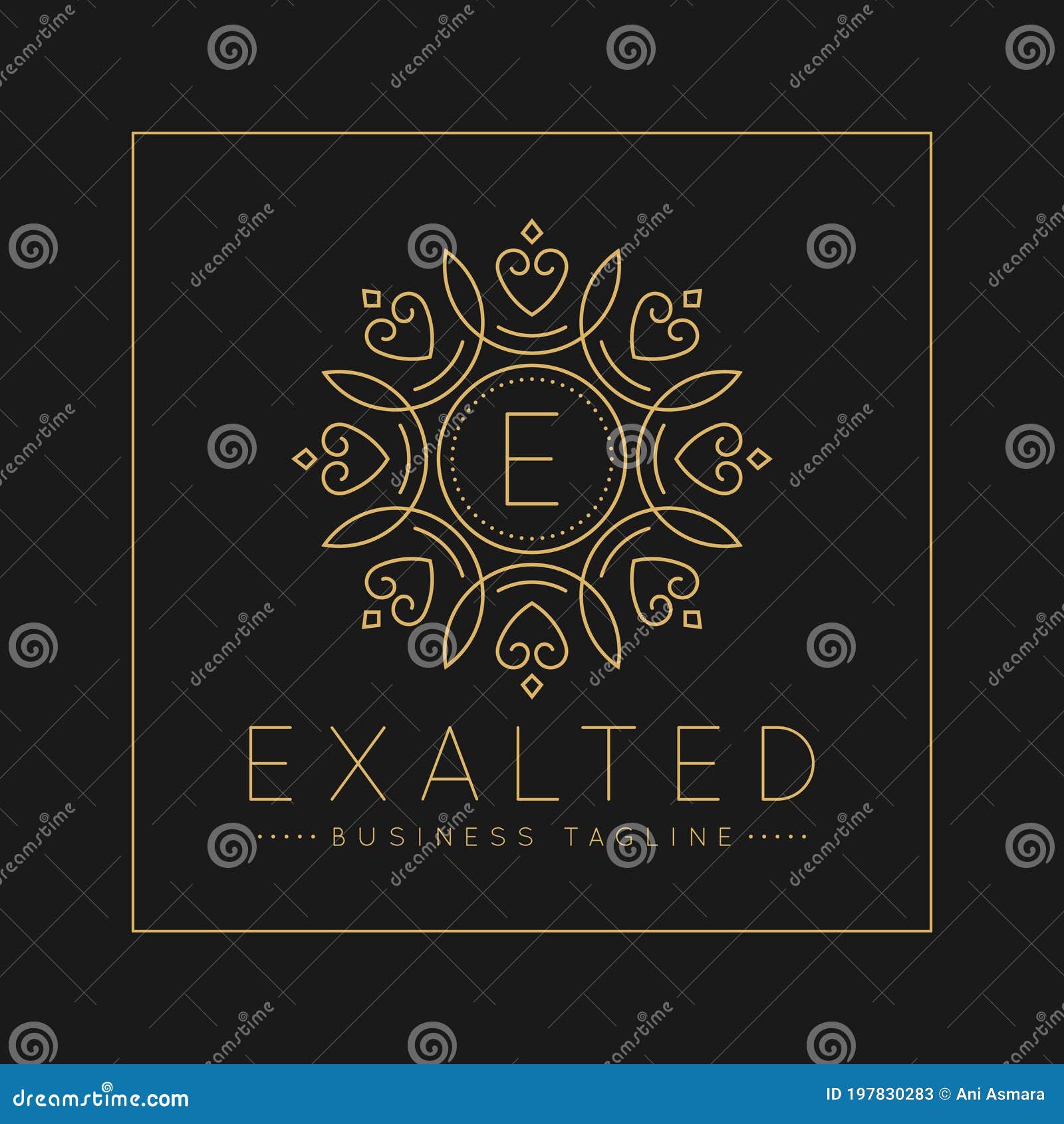 Letter E Logo with Classic and Luxurious Line Art Ornament Style Vector ...