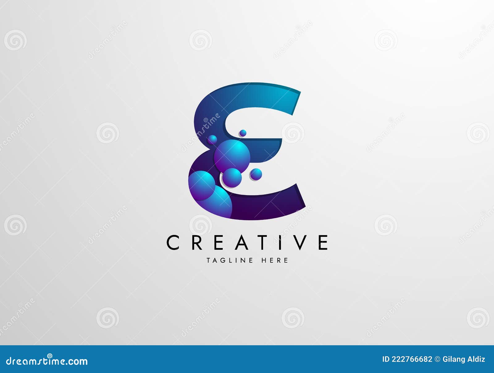 Letter E Logo Combined with Gradient Colored Bubbles Stock Vector ...