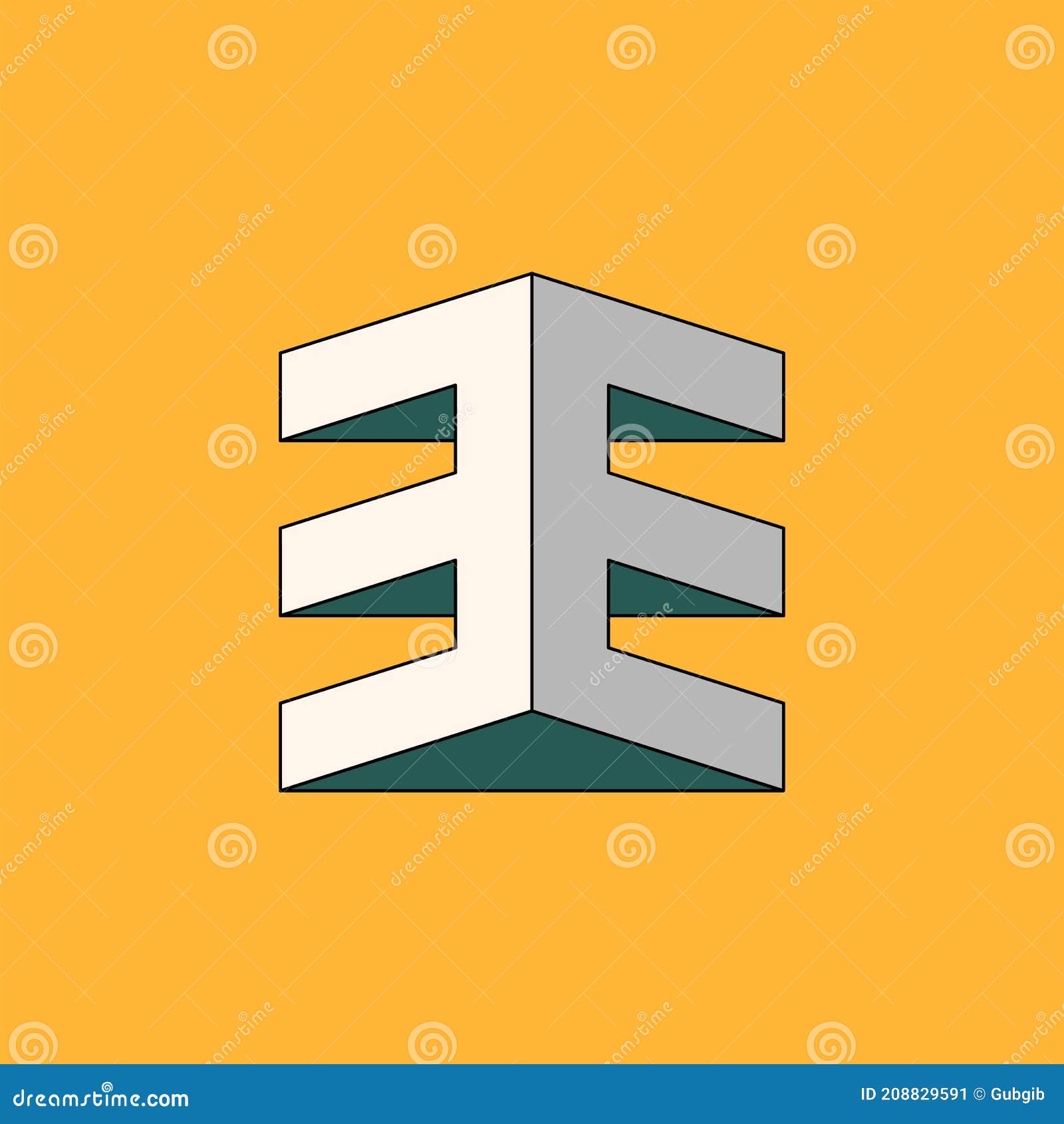 Letter 3E Logo with 3d Isometric Effect Stock Vector - Illustration of ...