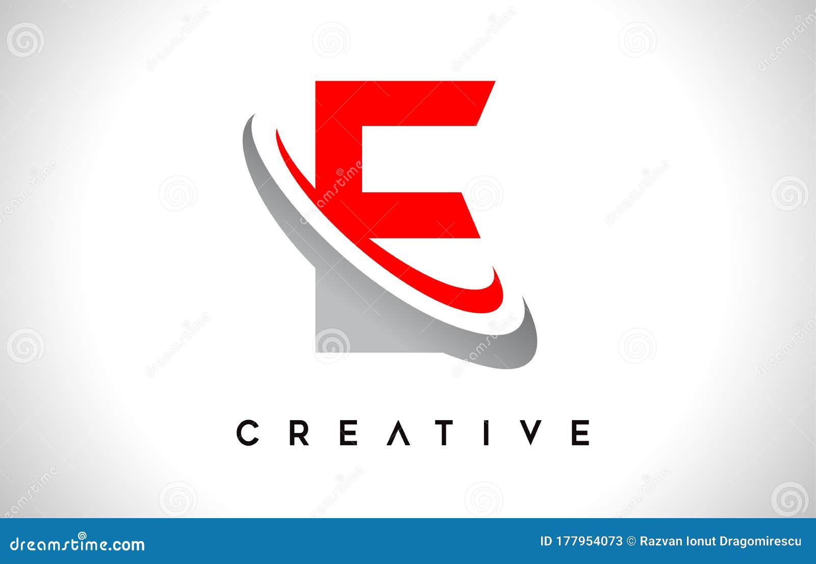 Letter E Logo. E Letter Design Vector with Red Gray Swash Vector Stock ...