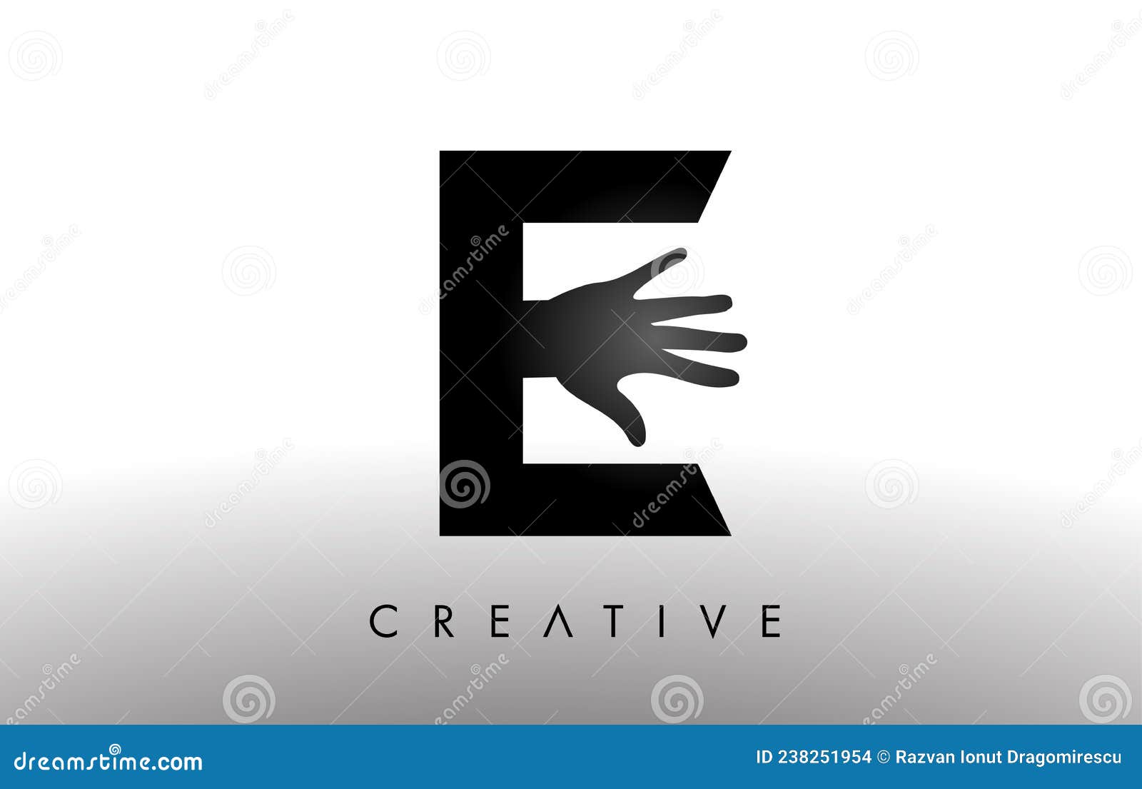 Letter E Logo with Hand Silhouette Vector Icon Illustration. Creative ...