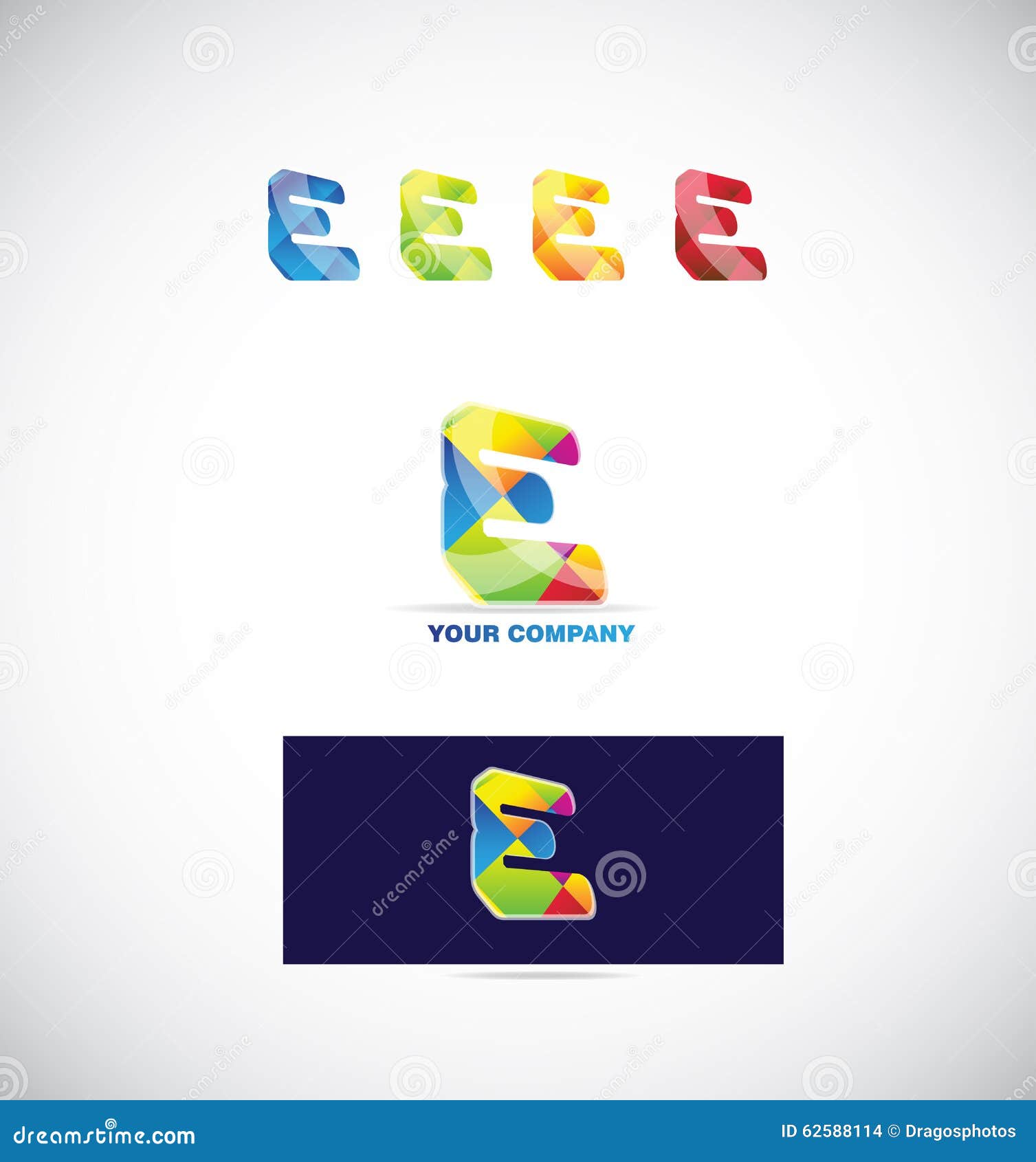 Letter E Logo Icon Colors Set Stock Vector - Illustration of card ...