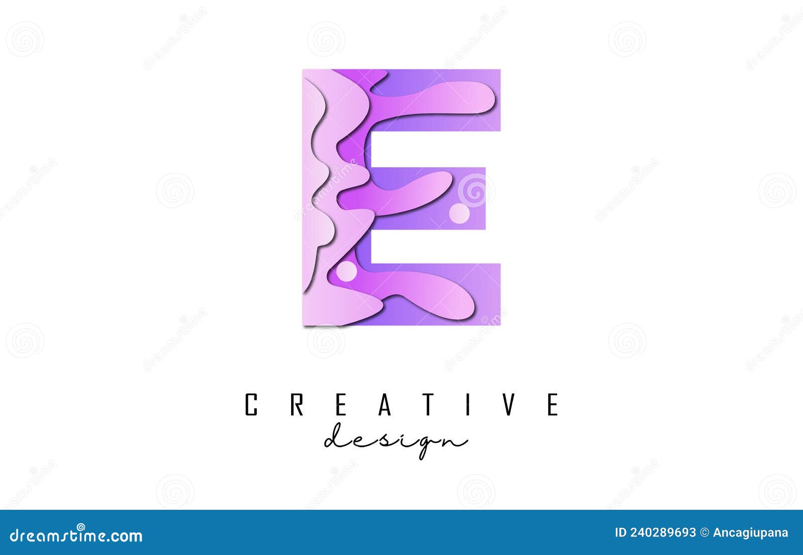 Letter E Logo with Pop Art and Paper Cut Effectt. Geometric Vector ...