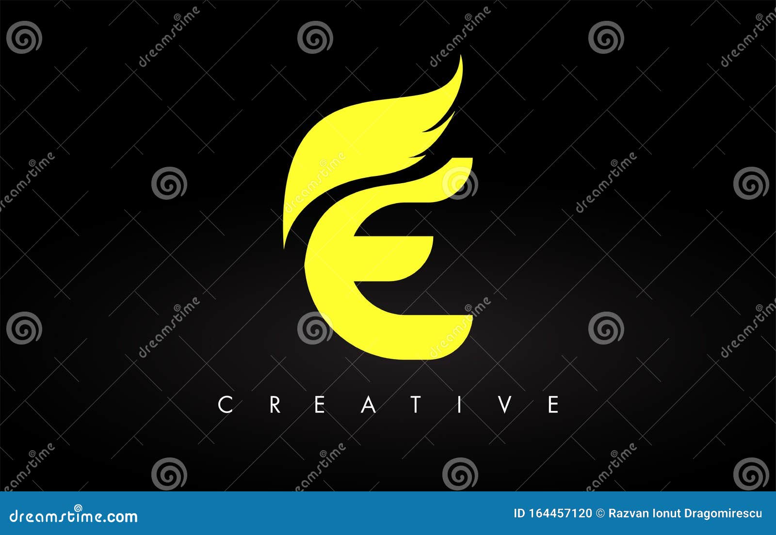 Letter E Logo with Yellow Colors and Wing Design Vector Stock Vector ...