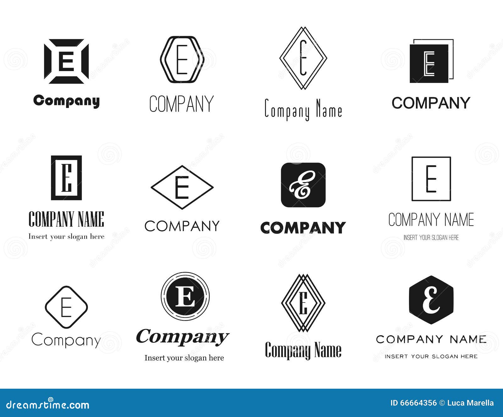 Letter E logos collection stock vector. Illustration of fashion - 66664356